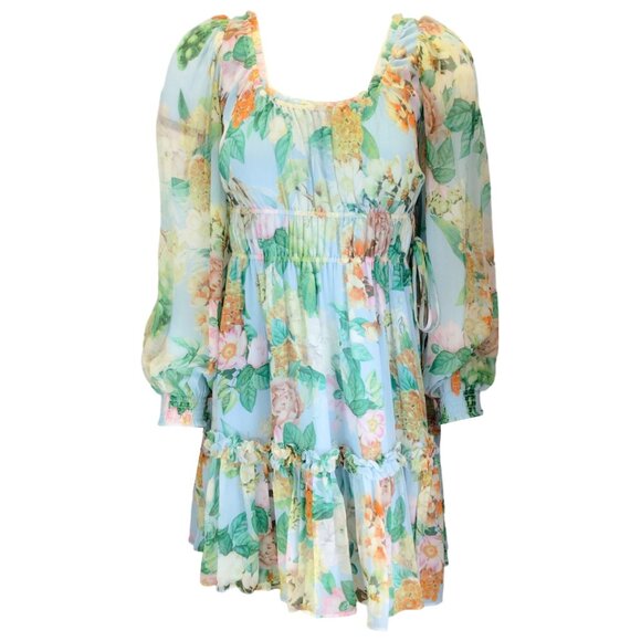 Cara Cara | Dresses | Cara Cara Light Blue Multi Dew Cornucopia Print ...